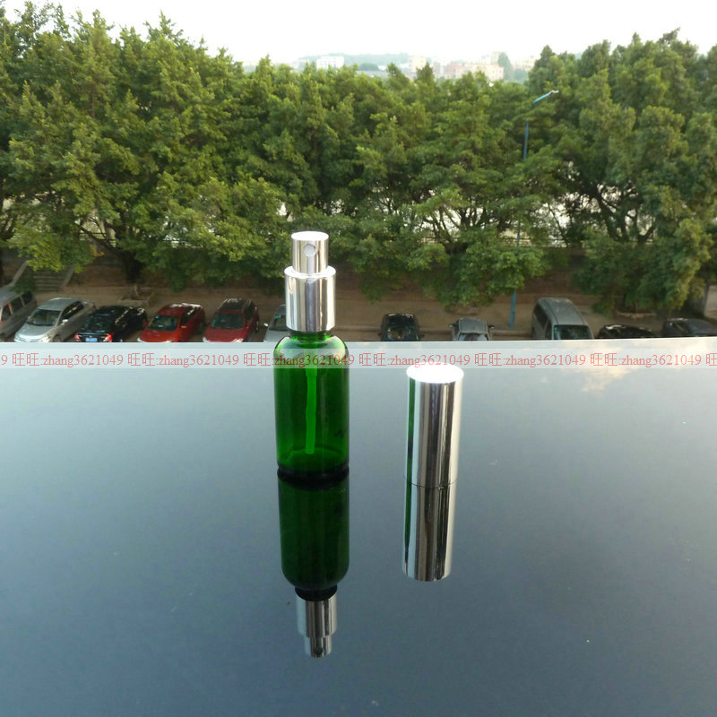 50pcs 30ml Green Glass Perfume Bottle With Aluminum Shiny Silver Mist